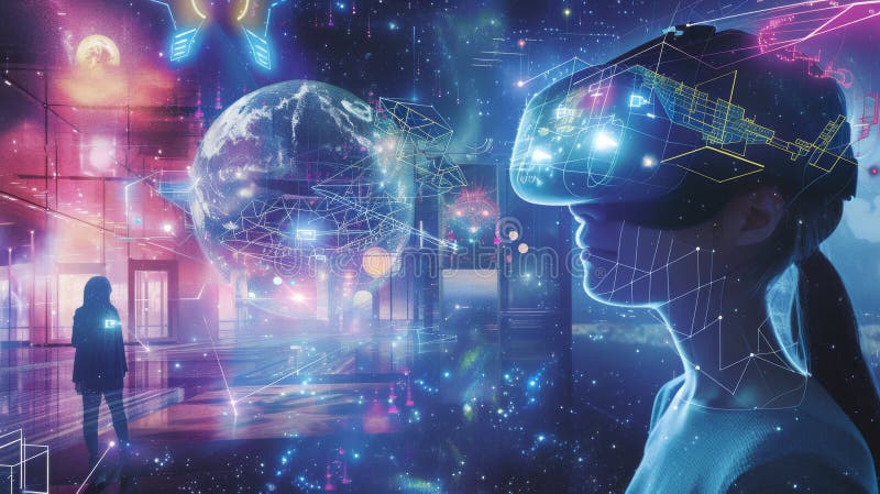 Futuristic Library with Virtual Reality Stock Image - Image of scifi ...