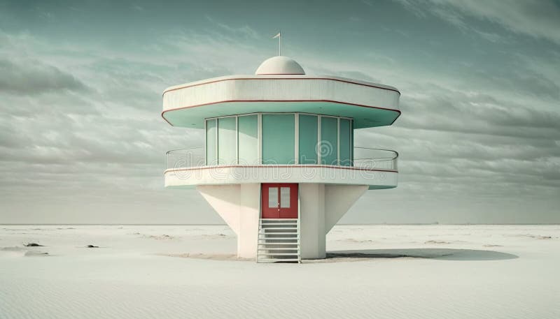 Futuristic Lifeguard Post on an Ocean Beach, Generative AI Stock ...