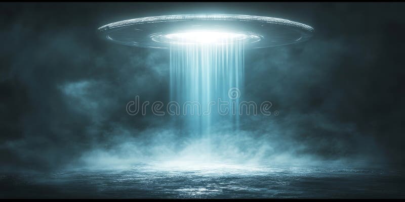 Futuristic Light Beam Emerging from a Circular Structure, Illuminating ...