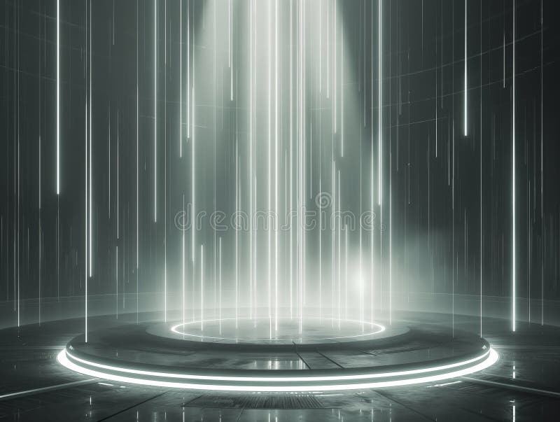 Futuristic Light Beams in a Circular Chamber Stock Photo - Image of ...