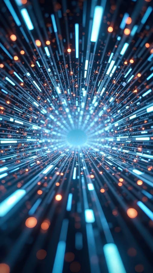Futuristic Light Beams Converging in Space Creating a Hyperspace Tunnel Effect Stock ...