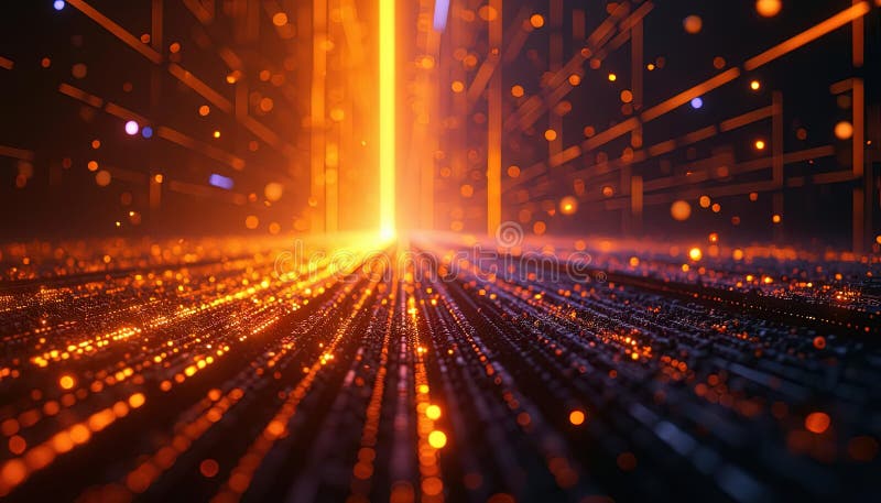 Futuristic Light Beams and Glowing Trails in Motion Creating a Tunnel ...