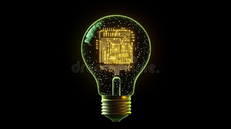 Futuristic Light Bulb Featuring an Integrated Microcircuit for Advanced ...