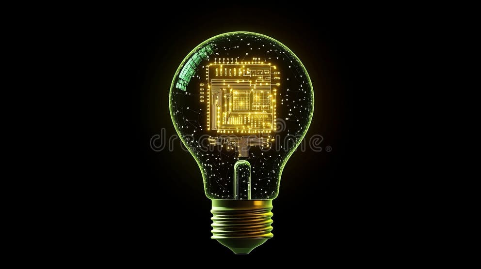 Futuristic Light Bulb Featuring an Integrated Microcircuit for Advanced ...