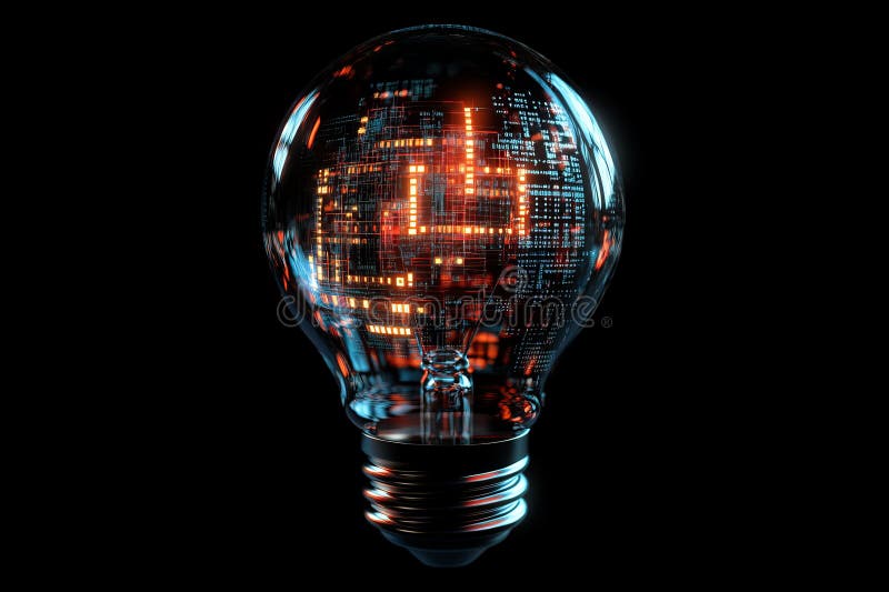 A Futuristic Light Bulb Featuring an Intricate Microcircuit Design that ...