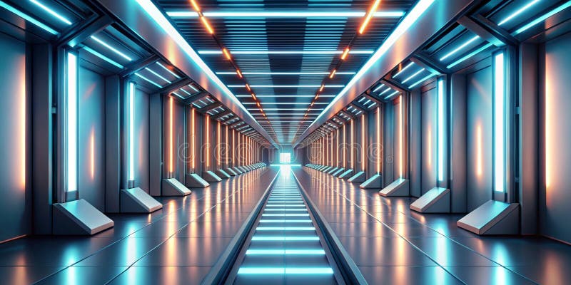 Abstract Futuristic Light Corridor Interior, Modern Minimal Background ...