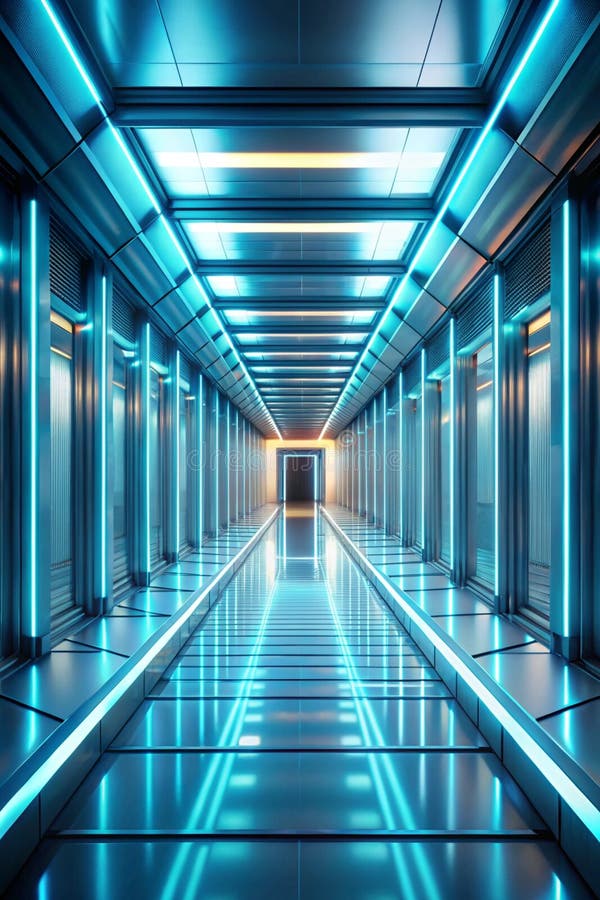 Abstract Futuristic Light Corridor Interior, Modern Minimal Background ...