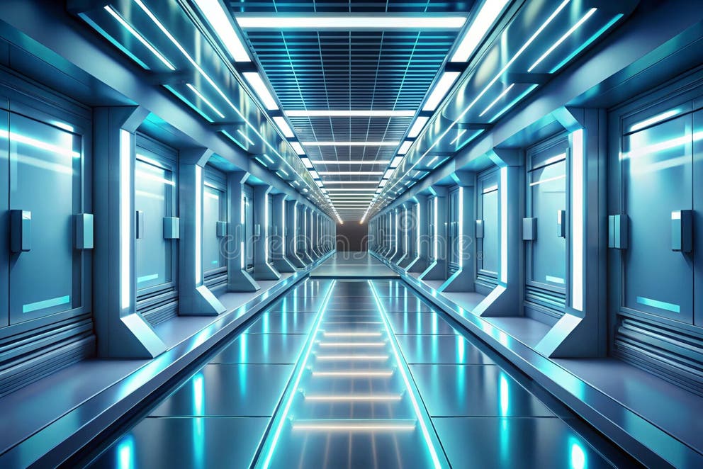 Abstract Futuristic Light Corridor Interior, Modern Minimal Background ...