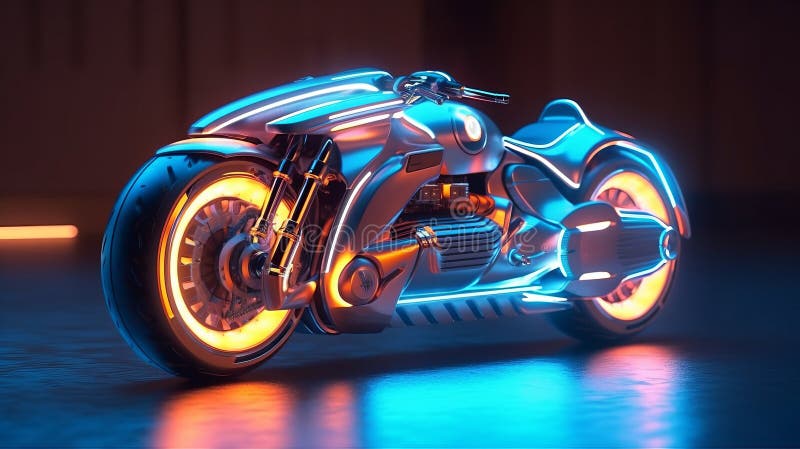 Futuristic Light Cycle. Generative AI Stock Illustration - Illustration ...
