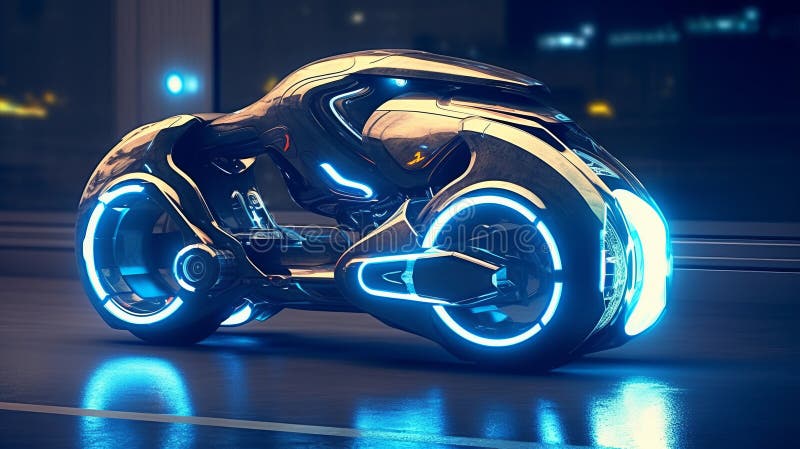 Futuristic Light Cycle. Generative AI Stock Illustration - Illustration ...