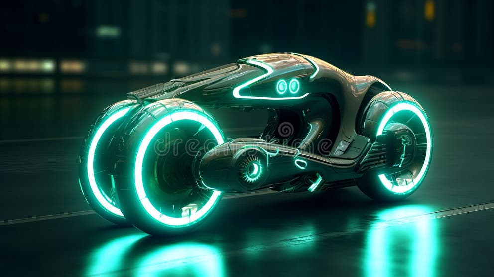 Futuristic Light Cycle. Generative AI Stock Illustration - Illustration ...