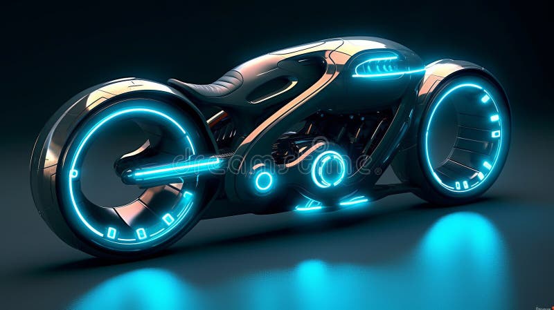 Futuristic Light Cycle. Generative AI Stock Illustration - Illustration ...