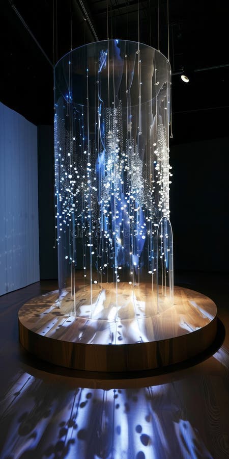 Futuristic Light Installation in Modern Art Gallery with Suspended LED ...