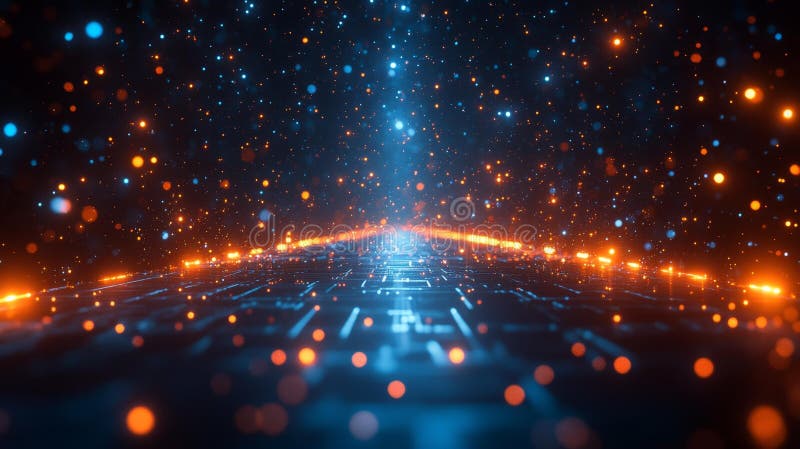 Futuristic Light Path with Glowing Particles Generative AI Stock ...