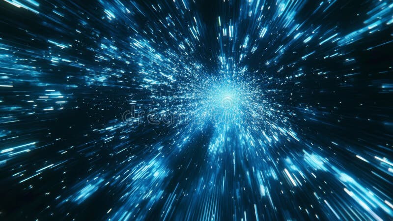 A Futuristic Light Speed Effect is Depicted with Vibrant Blue Lines ...