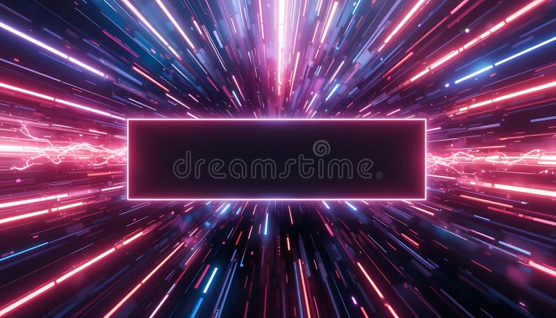 Futuristic Frame with Glowing Edges Tech Border Design Mockup Stock Photo - Image of cyberpunk ...