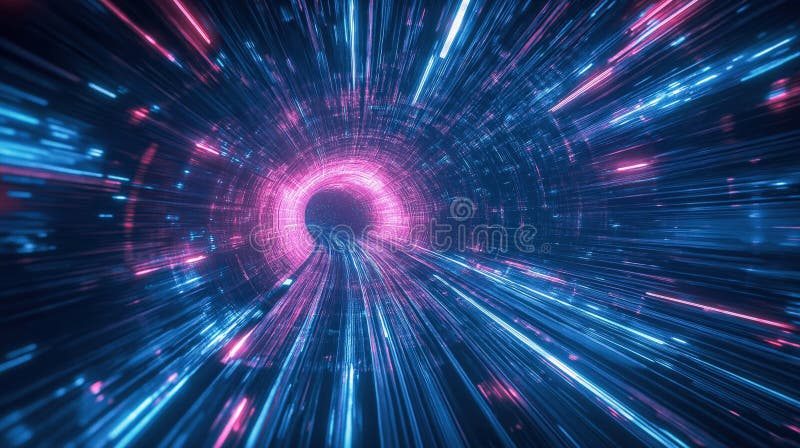 Futuristic Light Speed Tunnel Visualization Stock Illustration ...
