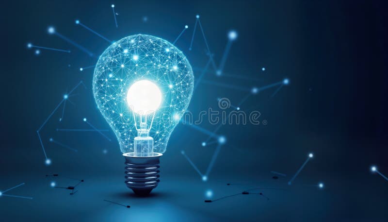 Futuristic Lightbulb Design with Glowing Network of Connections ...