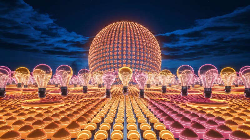 Futuristic Lightbulb Field, Illuminated Sphere and High Quality Image ...