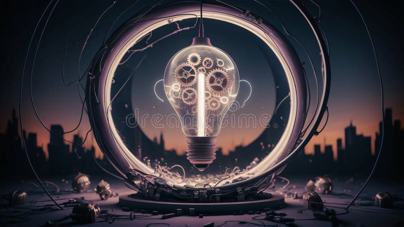 Futuristic Lightbulb with Gears, Innovation and High Quality Image ...