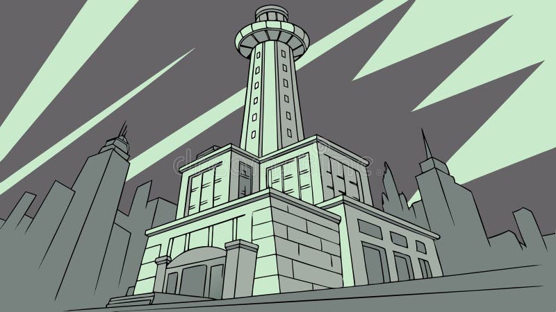 Futuristic Lighthouse Cityscape Beacon, Vector Design Generative AI Stock Vector - Illustration ...