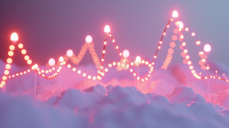 Futuristic Line Chart with Glowing Red Lights and Data Points Stock ...