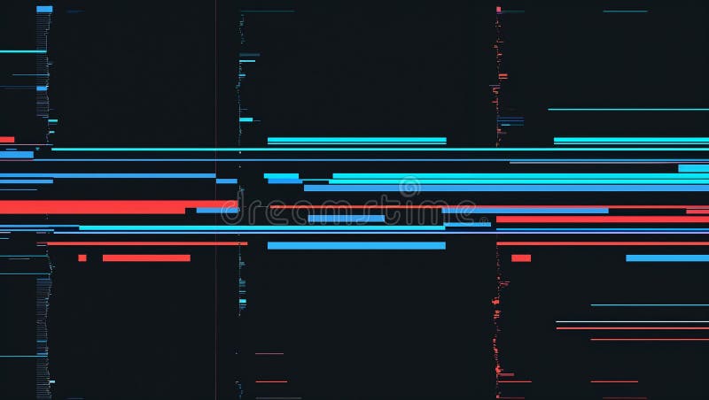 Futuristic Lines and Glitches in Blue and Red Abstract Pattern Stock ...