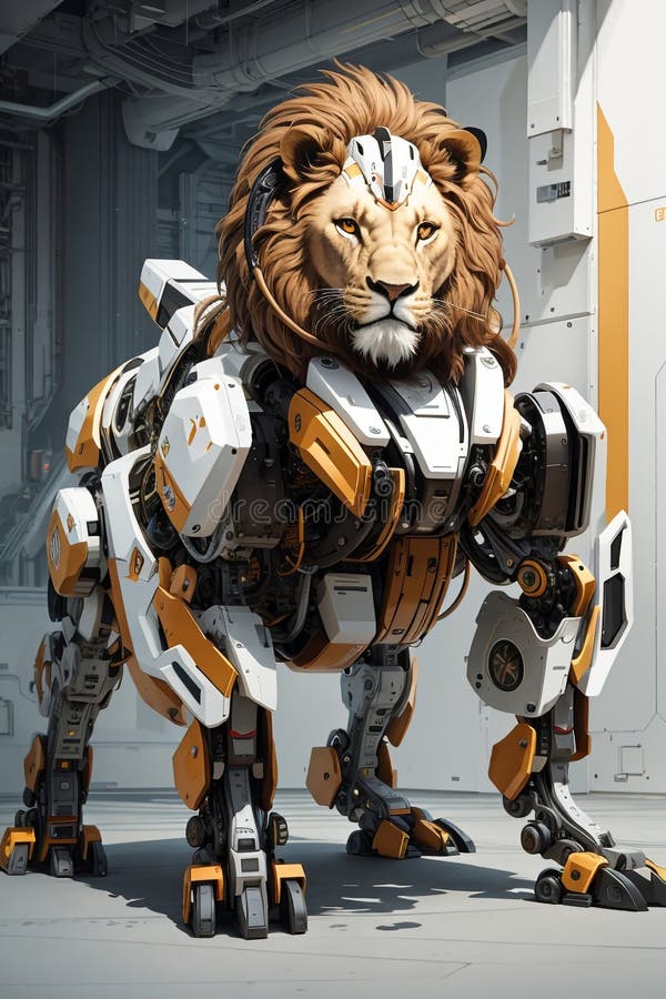 Futuristic Lion Robot Image Generated Stock Illustration - Illustration ...
