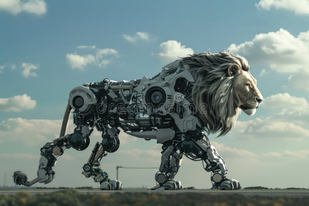 Futuristic Lion Robot, Mechanical Robot. Generative AI Stock Image - Image of carnivore, mammal ...