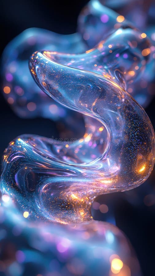 Futuristic Liquid Glass Flowing with Vibrant Colors and Sparkles Stock ...