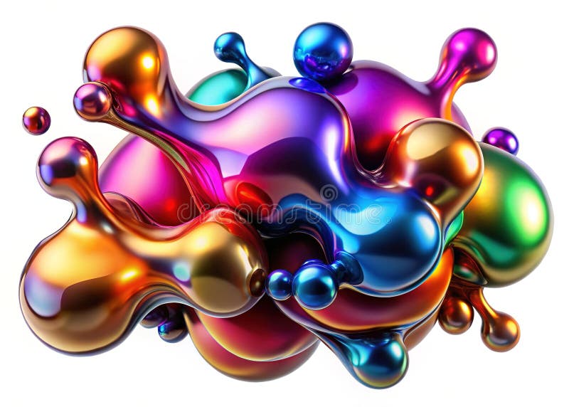 Futuristic Liquid Metal Blob Shapes Abstract Reflective Forms for ...
