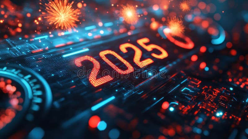 Futuristic Loading Bar Displaying Year 2025 with Vibrant Colors and ...
