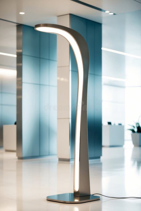 Futuristic Lobby with Floor Lamp for Commercial Space. Stock Photo ...