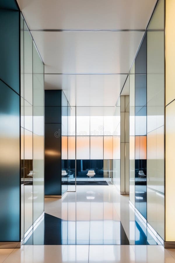 Futuristic Lobby with Glass Partition for Design Promo. Stock Image ...