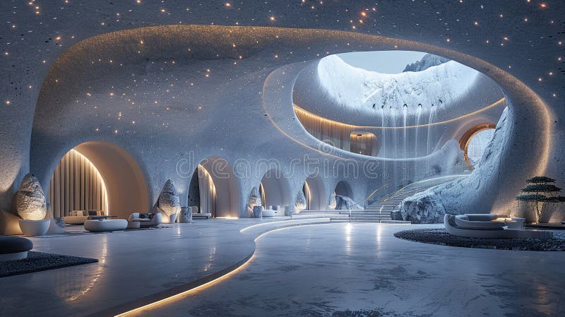 Futuristic Lobby with Interactive Installations and High-tech Features ...