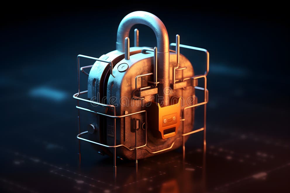 Futuristic Lock. Concept of Data Security, Cybersecurity, Cyber Defense ...