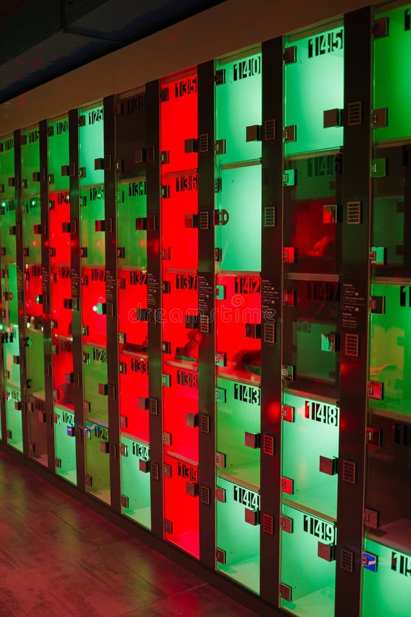 Futuristic Locker Boxes with Numbers Stock Photo - Image of darkness ...