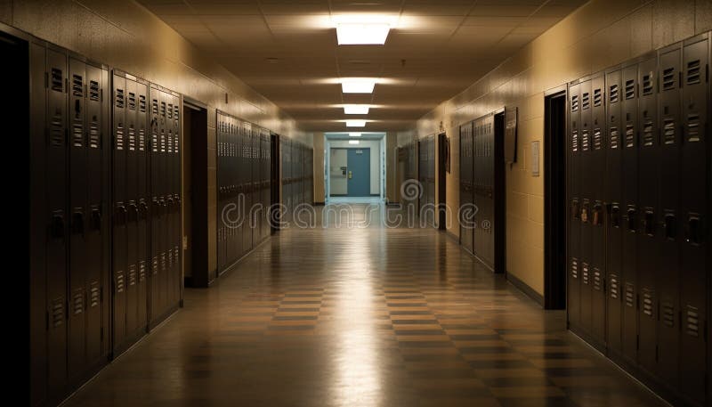 Futuristic Locker Room with Metal Doors in a Row Generated by AI Stock ...