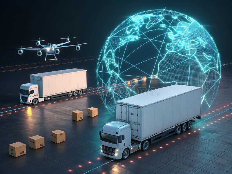 Futuristic Logistics and Delivery System Stock Illustration ...