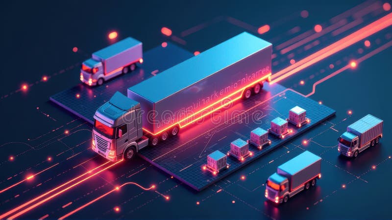 Futuristic Logistics Smart Truck Delivery Network with Cargo Containers ...