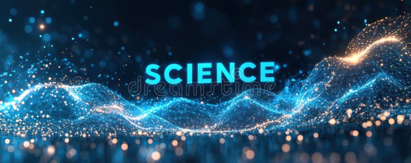 Futuristic Science Logo with Glowing Waves and Particles in a Digital ...