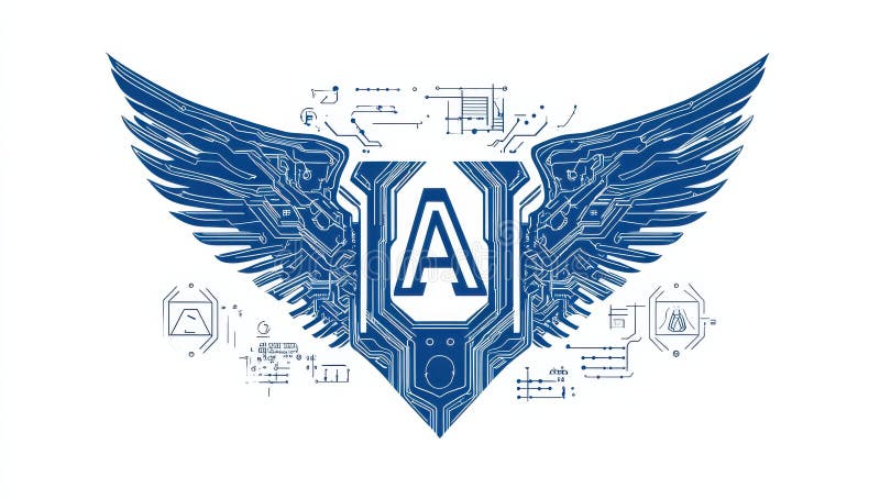 Futuristic a Logo with Wing Design and Circuit Elements Stock Image ...