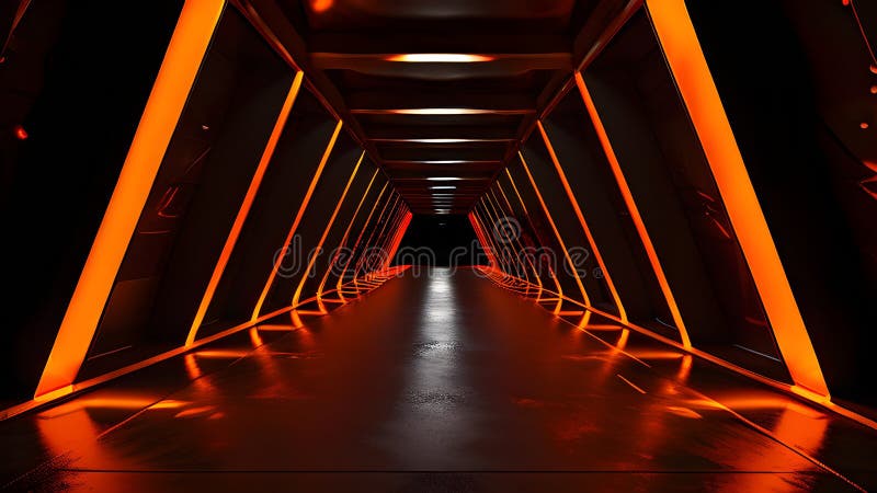 Futuristic Long Empty Light Corridor in Cyan Colors with Sleek Modern ...