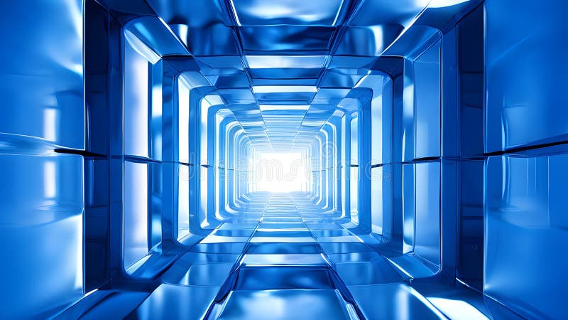 Futuristic Long Empty Light Corridor in Cyan Colors with Sleek Modern ...