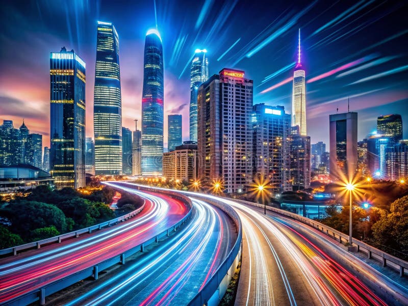 Futuristic Long Exposure Visualizing Technological Advancement and ...