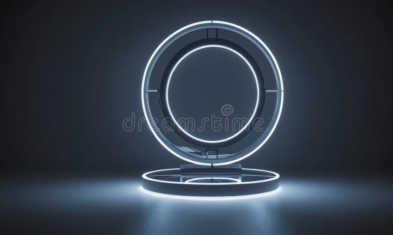 Futuristic-looking Device with Circular Frame and Glowing Blue Light ...