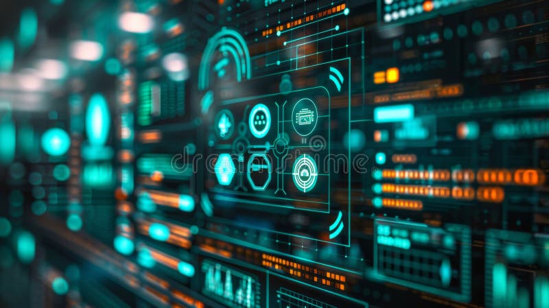 A Futuristic Looking Digital Interface with a Bunch of Different Icons ...