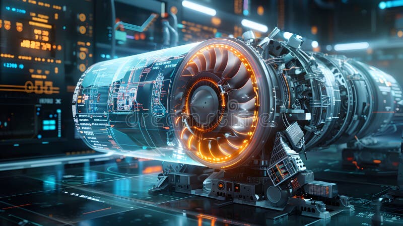 A Futuristic Looking Engine with a Glowing Orange Fan Generated by AI ...