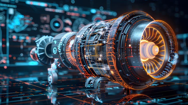 A Futuristic Looking Jet Engine with a Glowing Orange Tip Generated by ...