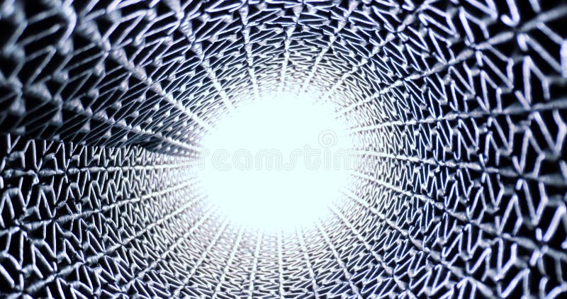 Futuristic Looking Metal Grid Tube Pattern, Light at the End Stock ...